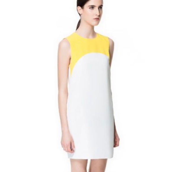 Zara | Dresses | Zara Colorblock Shift Dress Yellow White | Poshmark